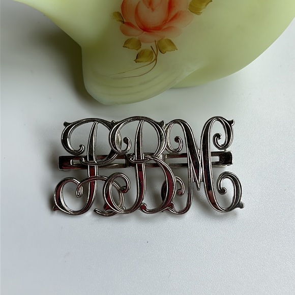 Monocraft | Jewelry | Silver Tone Monocraft Pbm Monogram Brooch Pin ...